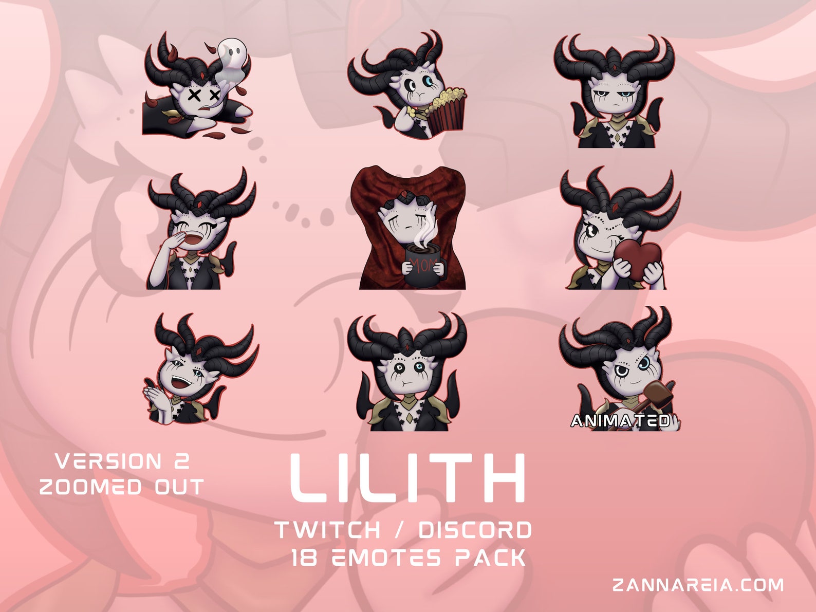 Lilith - Diablo 4 - 18 Emote Pack (1 Animated 8 Static in 2 Versions ...
