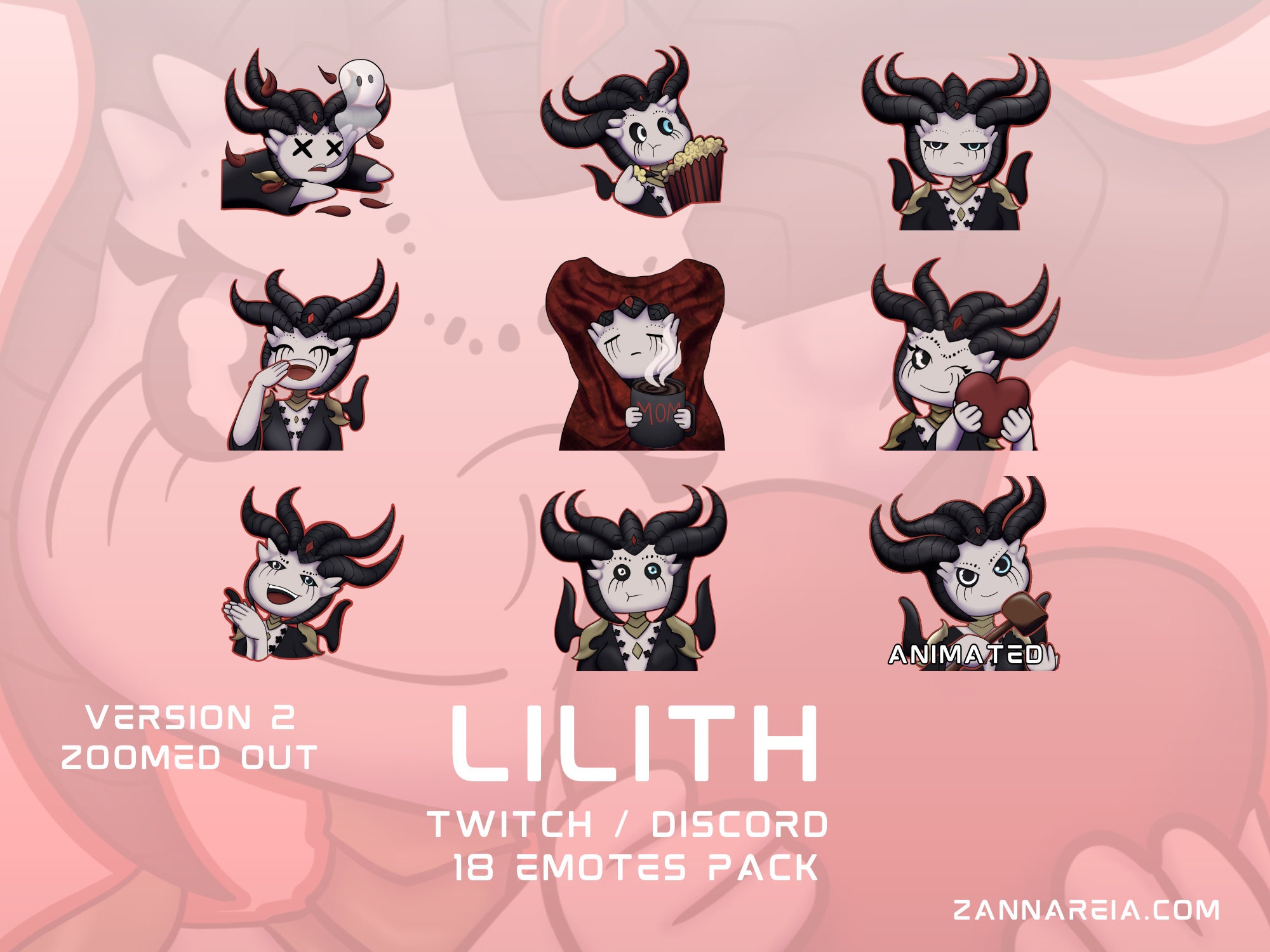 Lilith Diablo 4 18 Emote Pack 1 Animated 8 Static in 2 Versions Discord ...