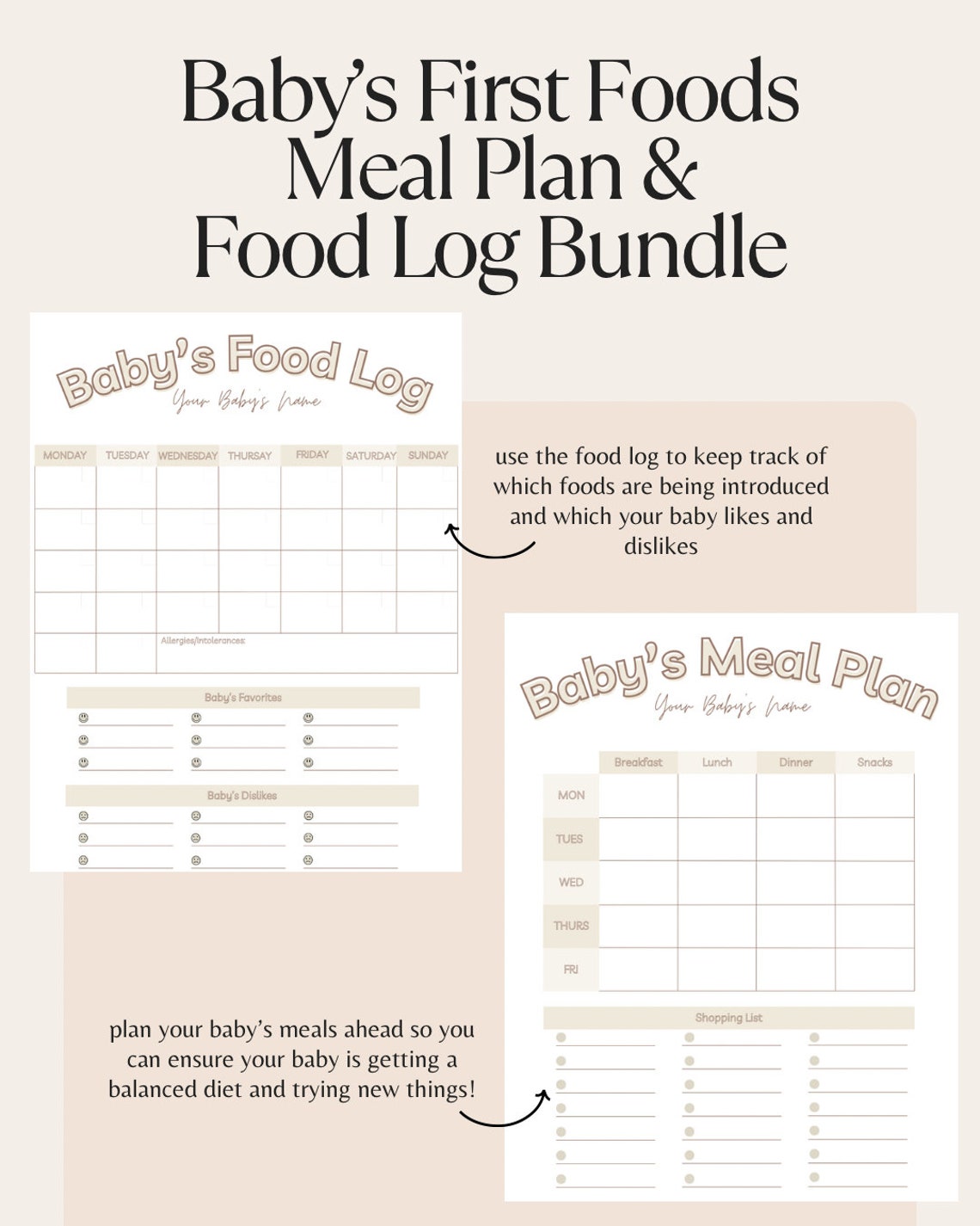 Baby Food Tracker, Baby Food Tracker Bundle, Baby Food Bundle, Baby's ...