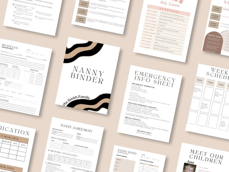Editable Nanny Binder Template: Nanny Agreement, Notes, Log (canva) - Etsy