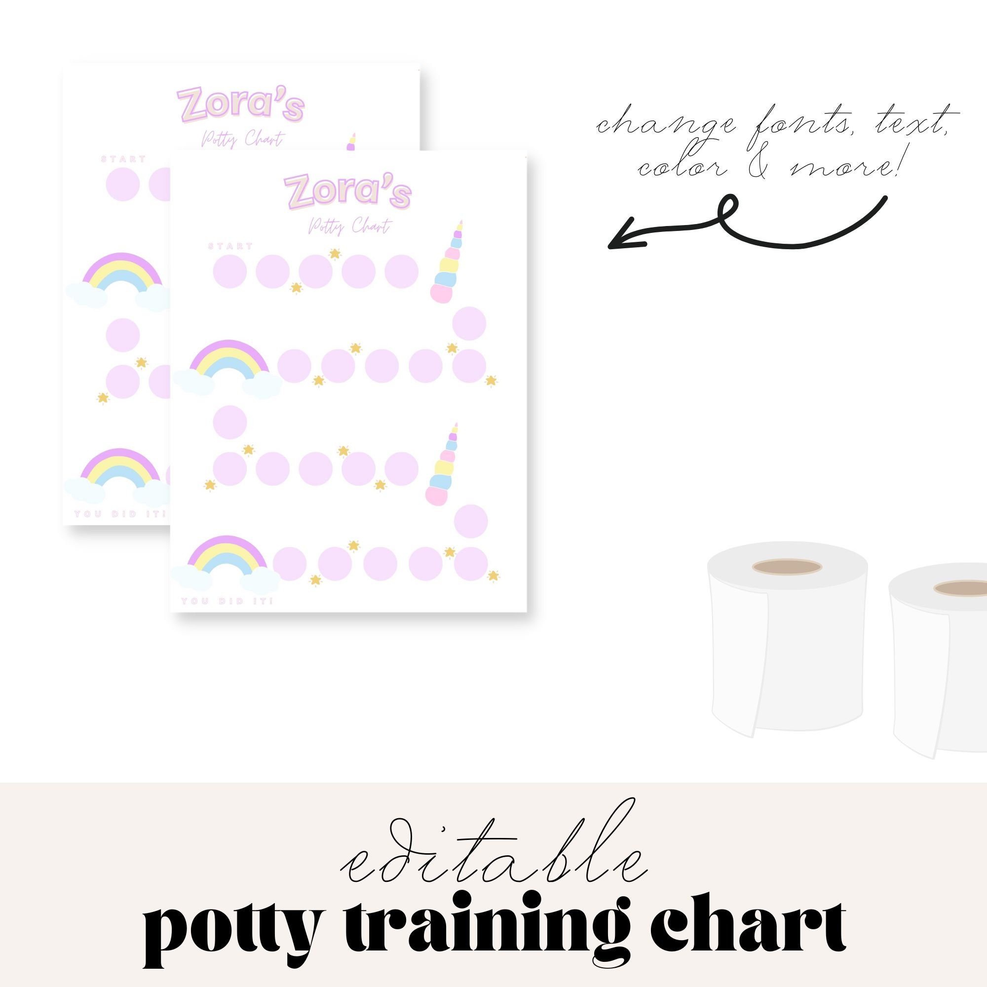 Editable Potty Chart Potty Training Chart Custom Sticker Chart Potty ...
