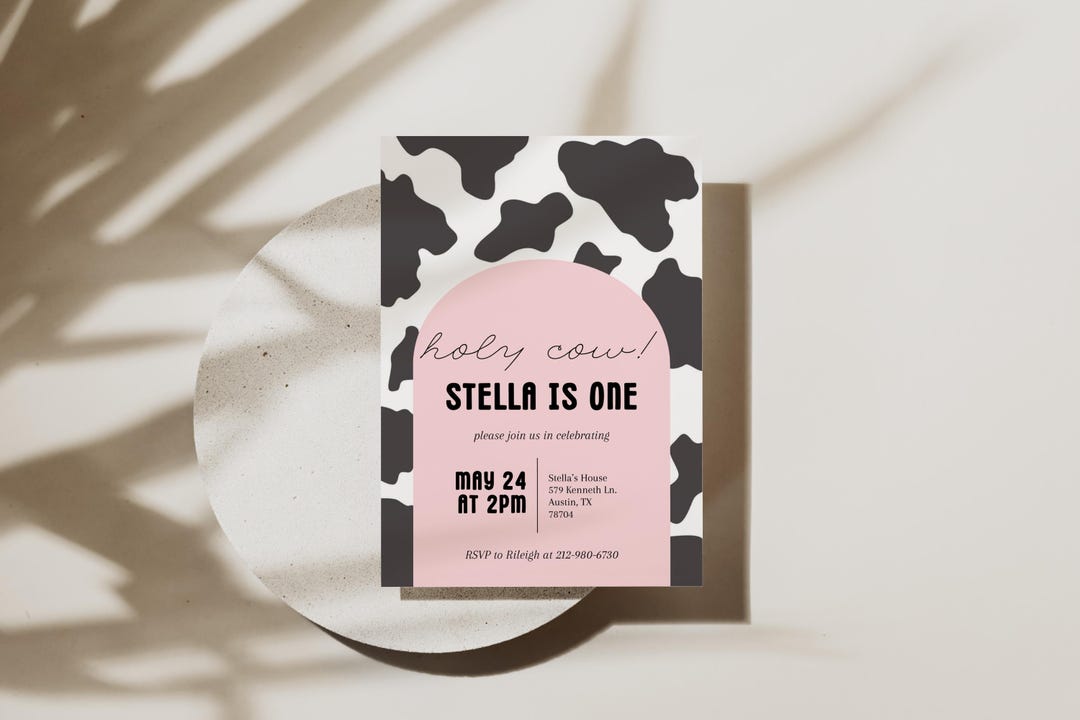 Cow Print First Birthday Invitation: Farm Girl Invite (digital Download ...
