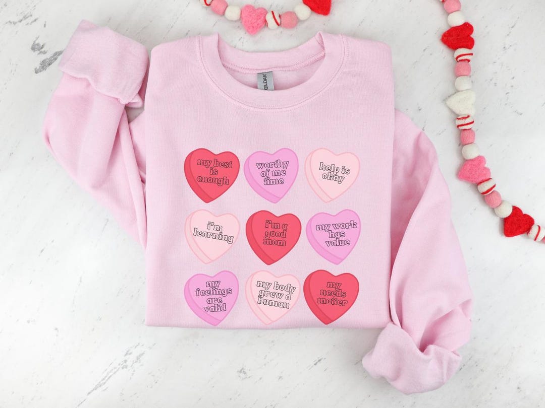 Mom Valentine Sweatshirt, Affirmations Hearts, Strong Mama Gift - Etsy