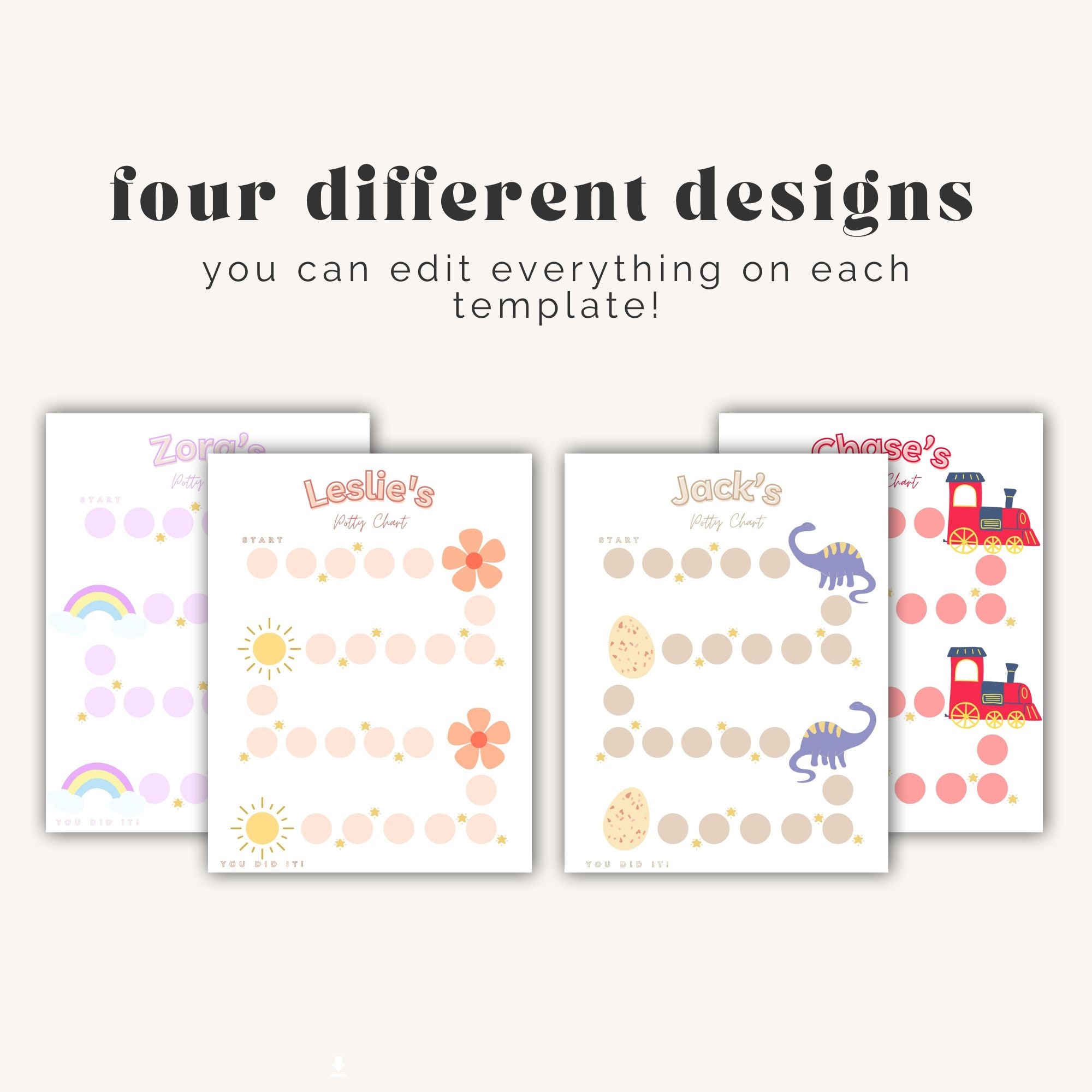 Editable Potty Chart | Potty Training Chart | Custom Sticker Chart ...