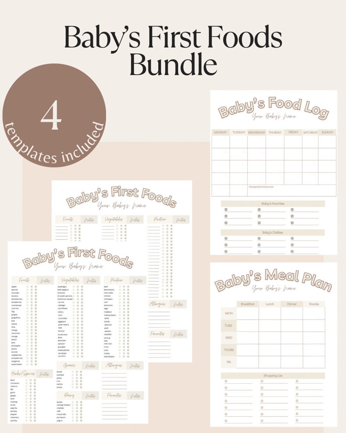 Baby Food Tracker, Baby Food Tracker Bundle, Baby Food Bundle, Baby's ...