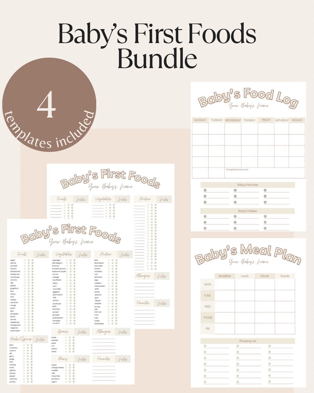 Baby Food Tracker, Baby Food Tracker Bundle, Baby Food Bundle, Baby's ...