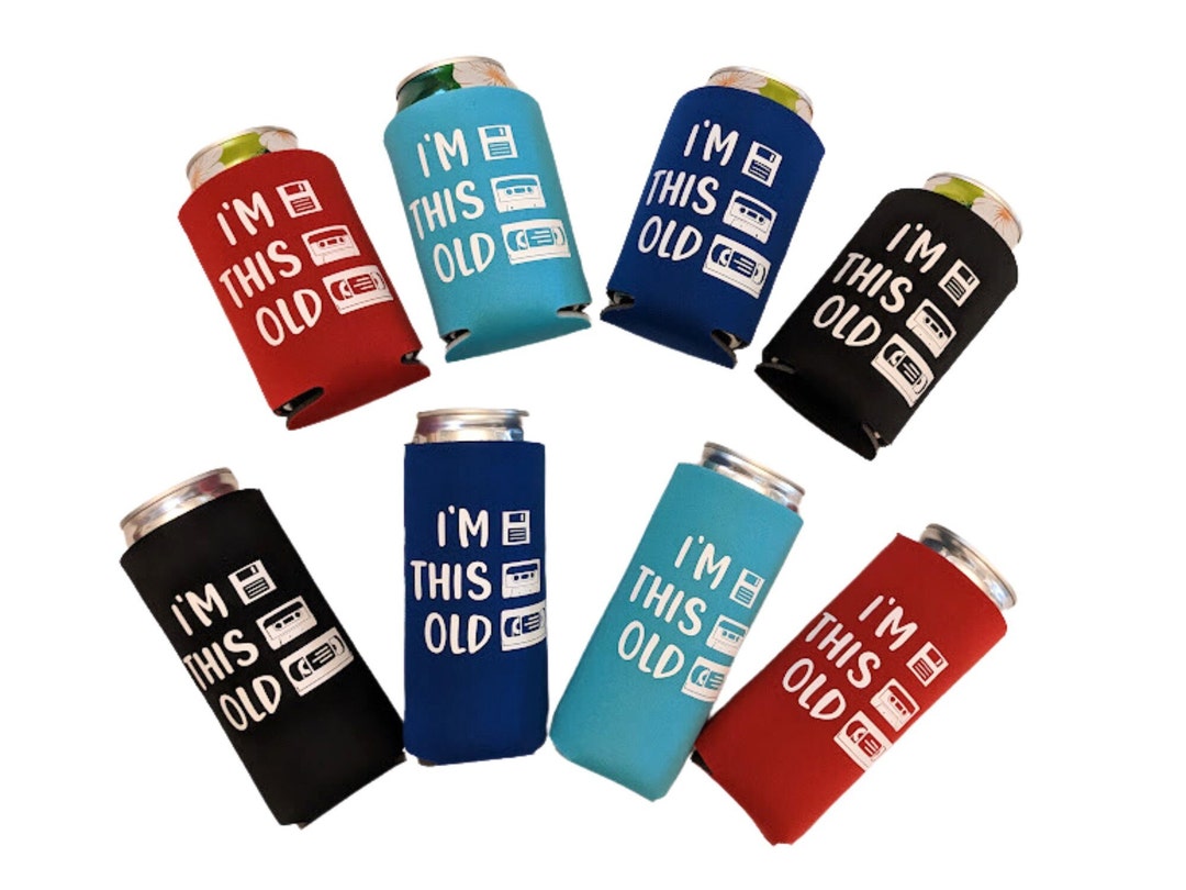 Min Set of 4 Funny 80s 90s Can Coolers, I'm This Old, Birthday Can ...