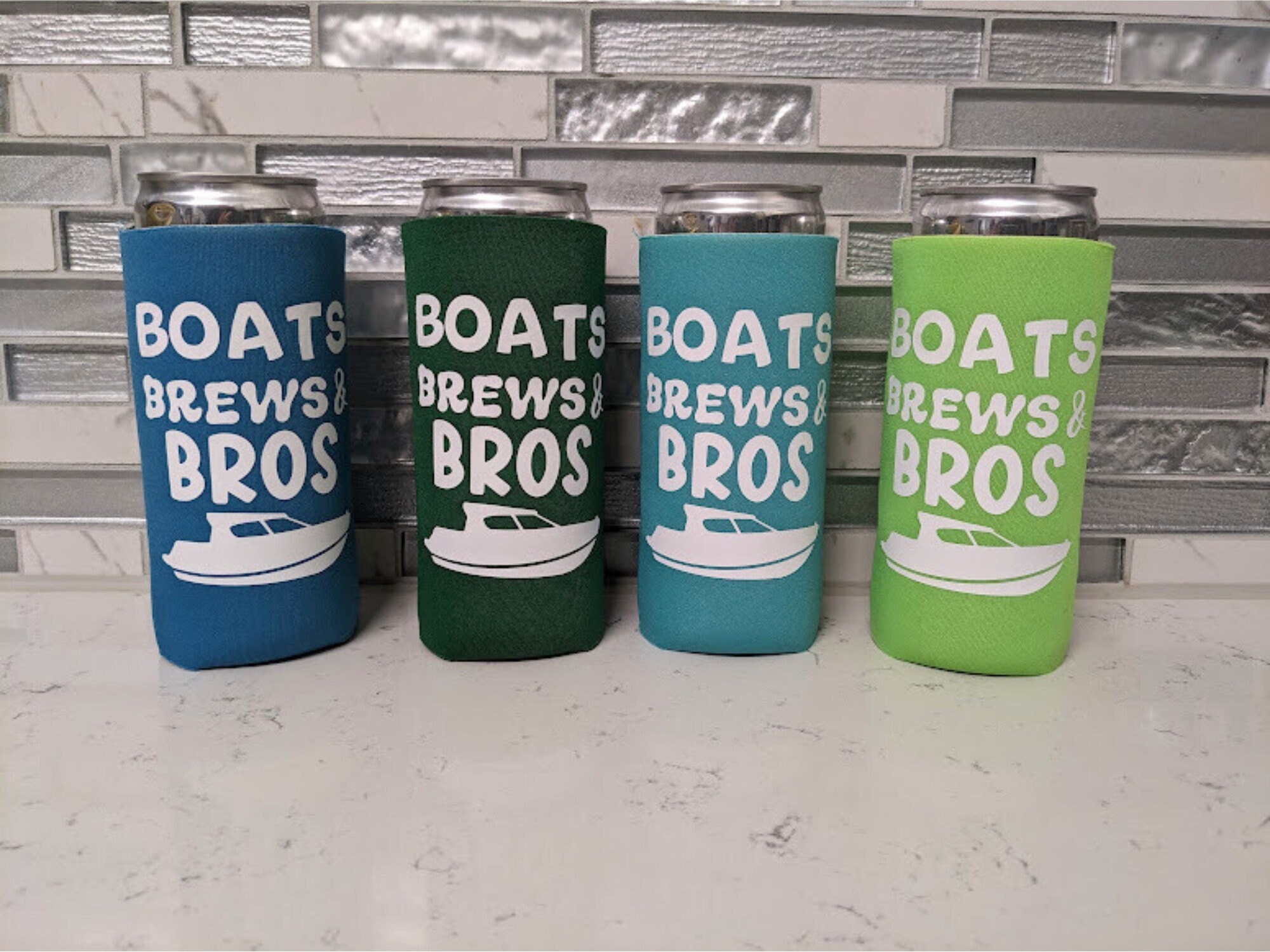 Min Set of 4 Boats Brews and Bros Can Coolers, Bachelor Party Cozies ...