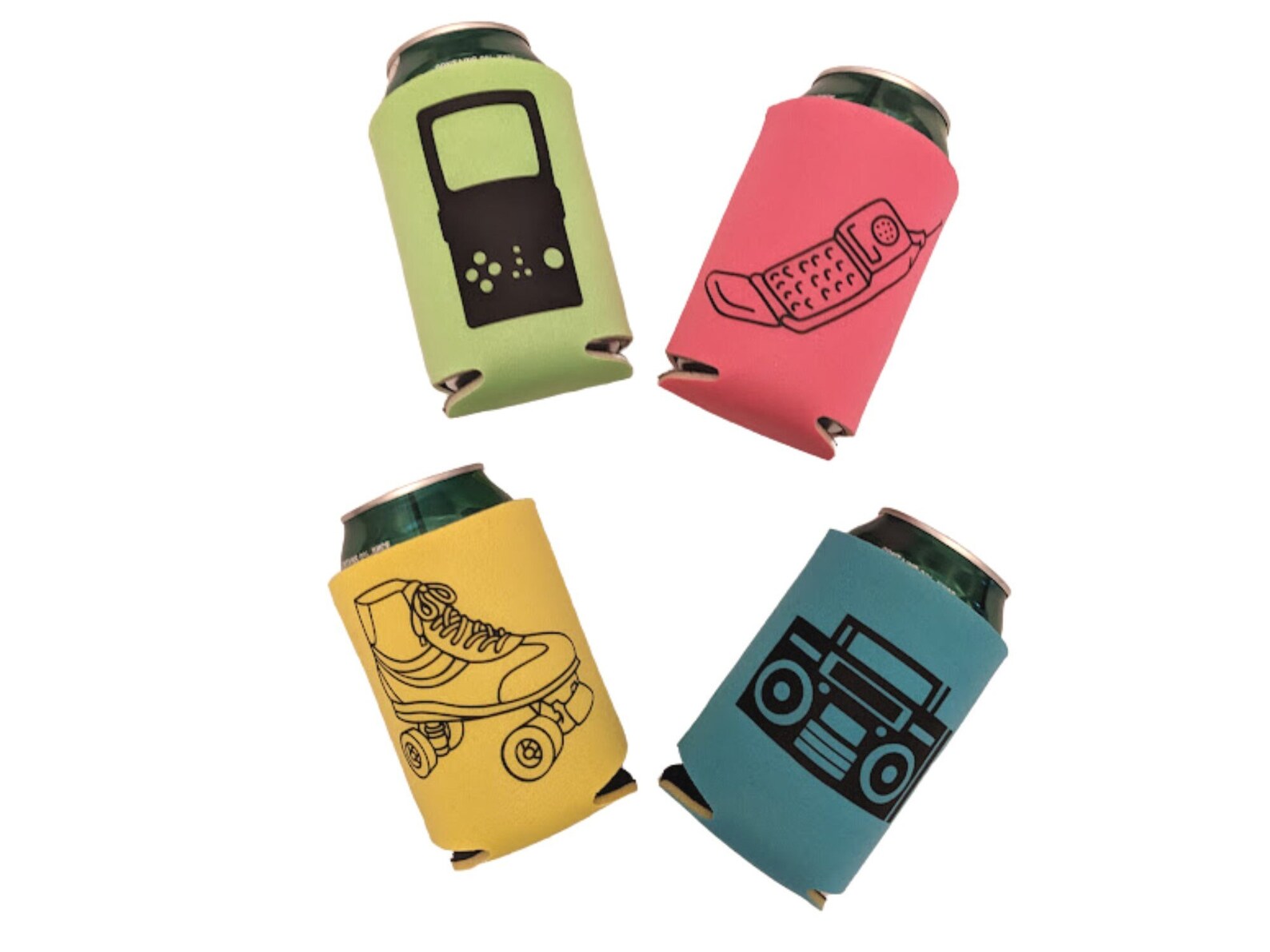 Min Set of 4 80s 90s Nostalgic Can Coolers, 80s Party, 90s Party, 80s ...