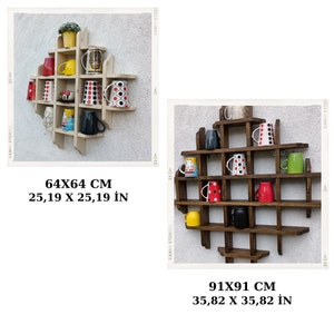 Rustic Wood Coffee Mug Rack: Wall Mounted Tea Cup Display Shelf - Etsy