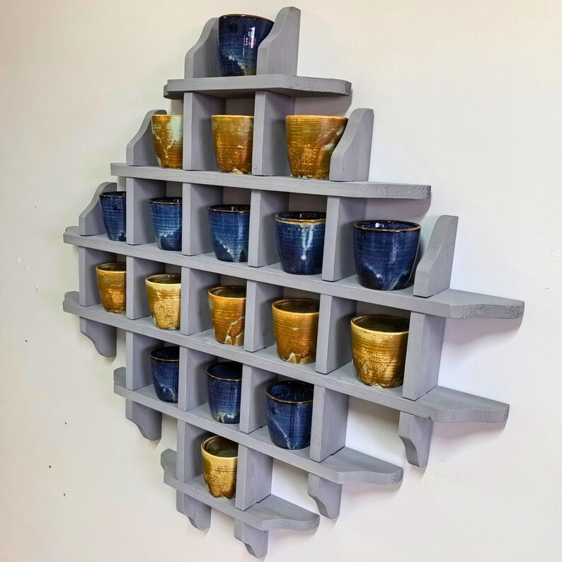 Rustic Wood Coffee Mug Rack: Wall Mounted Tea Cup Display Shelf - Etsy