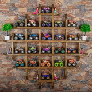 Natural Wooden Monster Truck Storage, Monster Truck Display Case ...