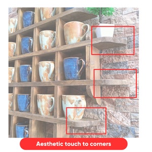 Natural Wood Mug Rack: Wall Mounted Coffee Cup Display - Etsy