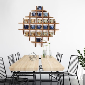 Rustic Wood Coffee Mug Rack: Wall Mounted Tea Cup Display Shelf - Etsy