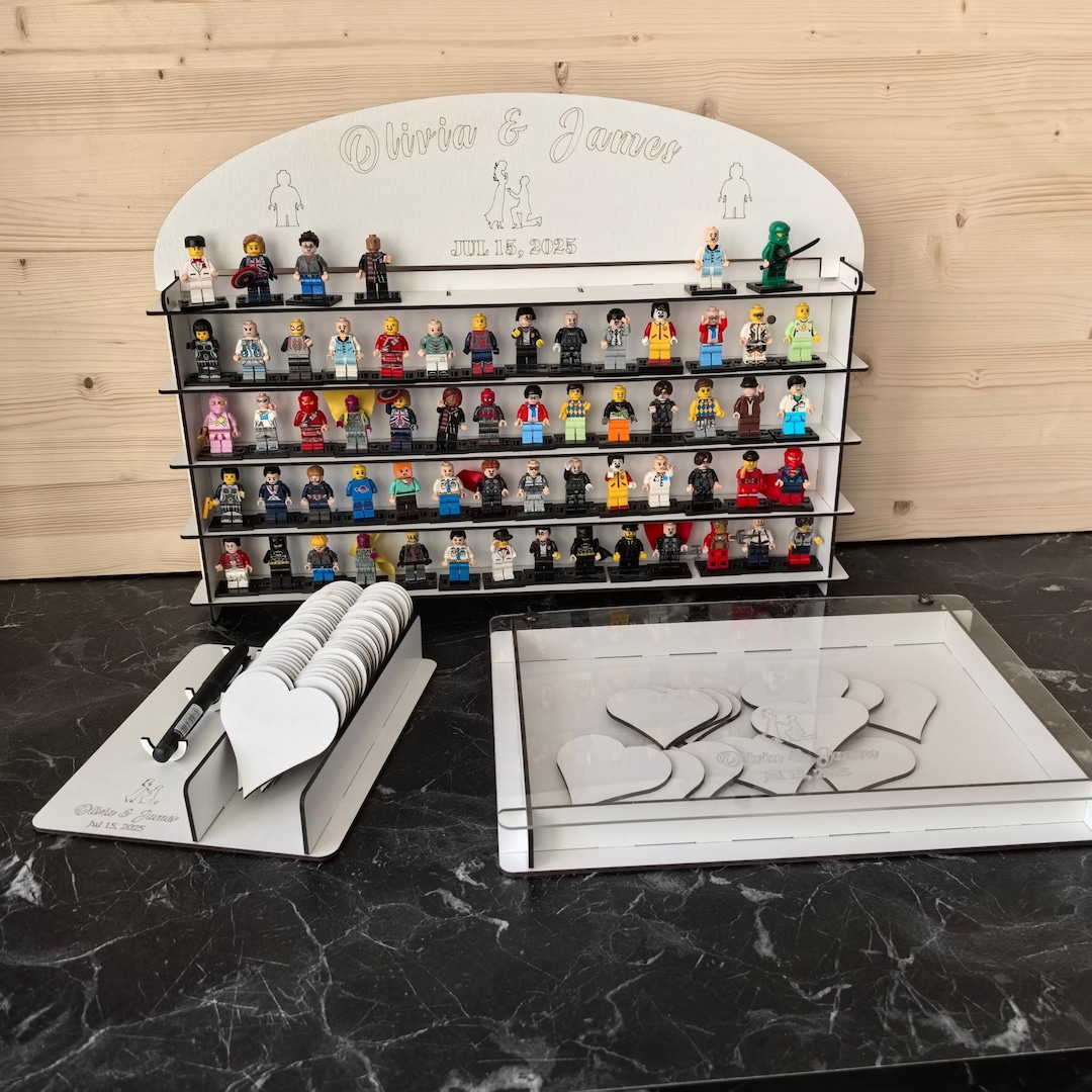 Minifigure Wedding Guest Book Alternative: Personalized Wood Display - Etsy