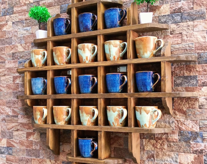 Teacup Shelf, Display Shelf, Wooden Shelf, Dish Shelf, Dish Display ...