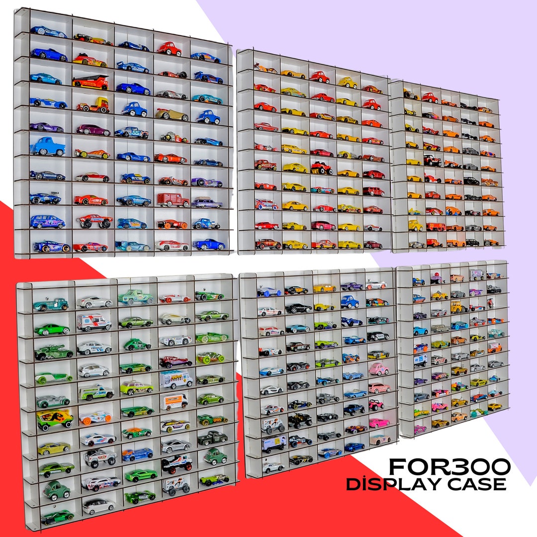 Hot Wheels Display Case: 1/64 Diecast Car Storage, Wall Shelf (300 ...