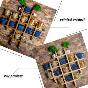 Natural Wood Mug Rack: Wall Mounted Coffee Cup Display - Etsy