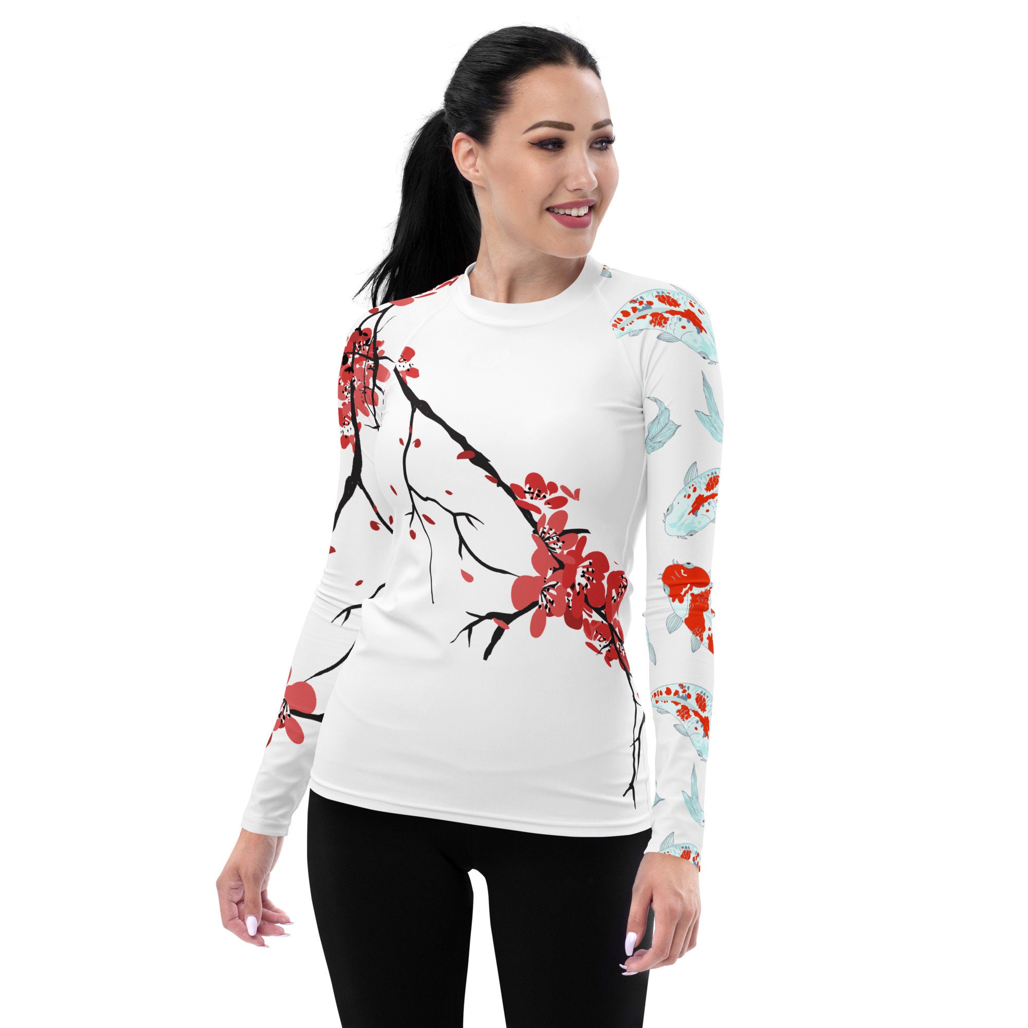 CHERRY BLOSSOM SHIRT, Japanese Shirt, Statement Long Sleeve Rash Guard ...