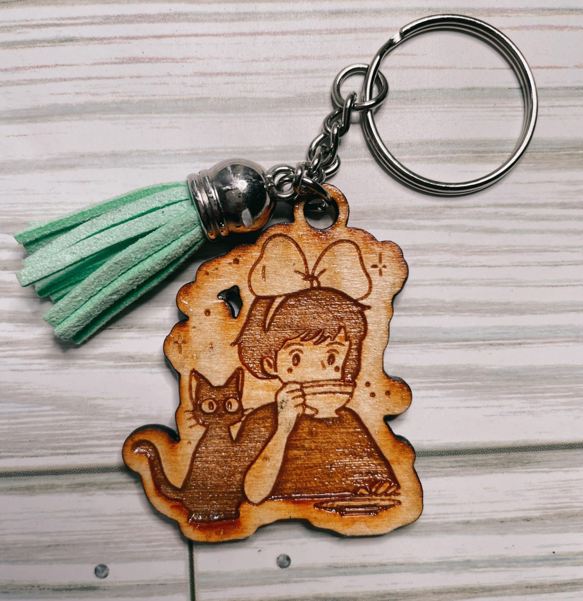 Wooden Anime Kiki Black Cat Inspired Keychains - Etsy