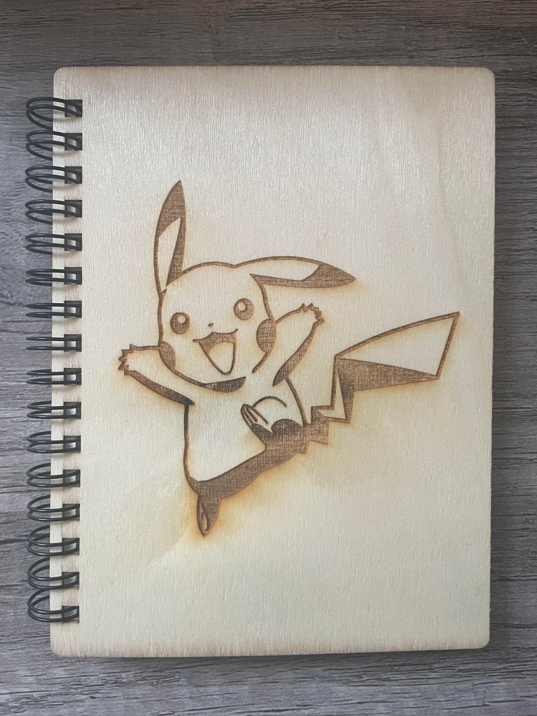 Laser Engraved Pokemon Pikachu Wooden Sketch Pad Notebook 20 Sheets - Etsy