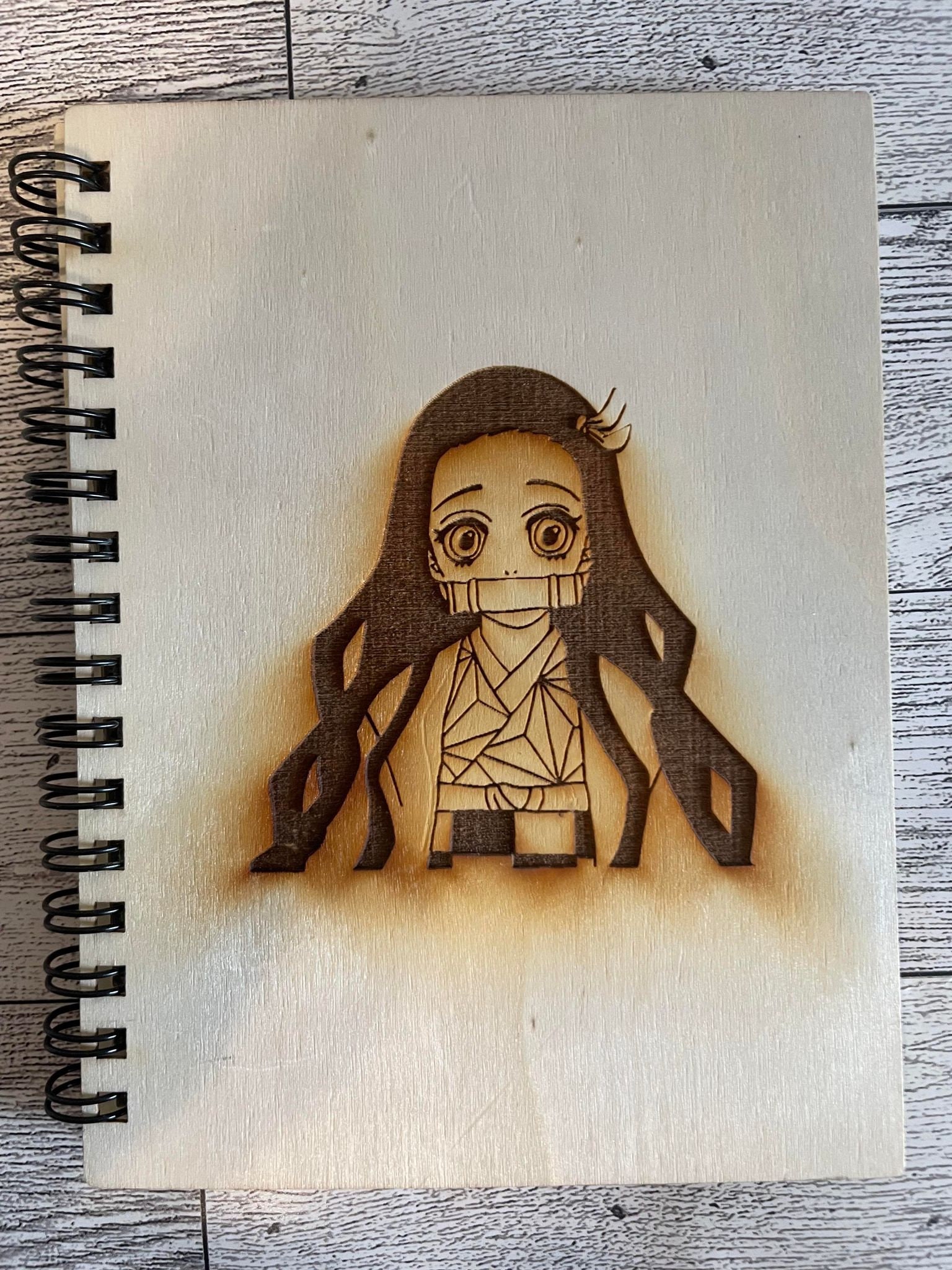 Anime Inspired Nezuko Wooden Engraved Sketch Book, Journal, Notepad - Etsy