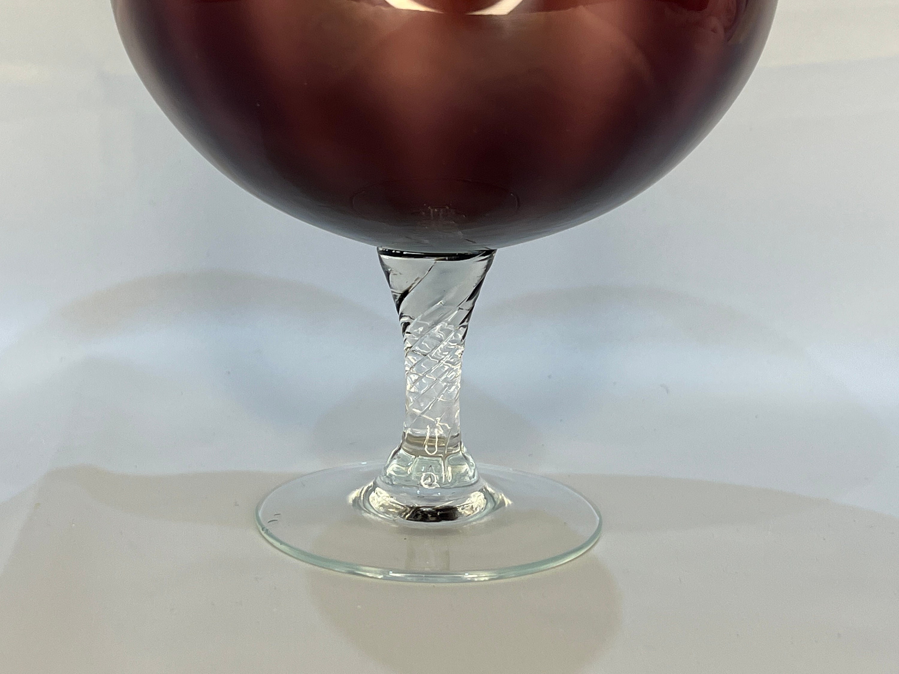 Vintage Art Glass Balloon Glass Vase Purple Twist Stem Etsy
