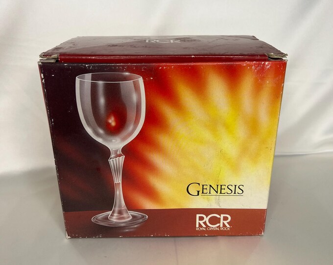 RCR Genesis Vintage Crystal Wine Glasses. Vintage New in Box. Set of 6 ...