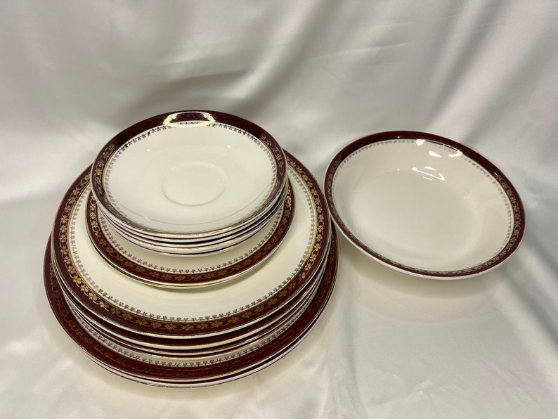 ALFRED MEAKIN Maroon/burgundy Gold Dinner Set, Sold Separately. Vintage ...