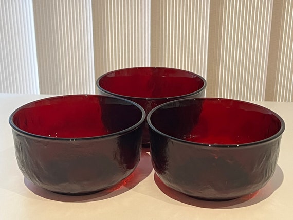 Vintage French Arcoroc Ruby Tempered Glass Bowl. 1960s - Etsy
