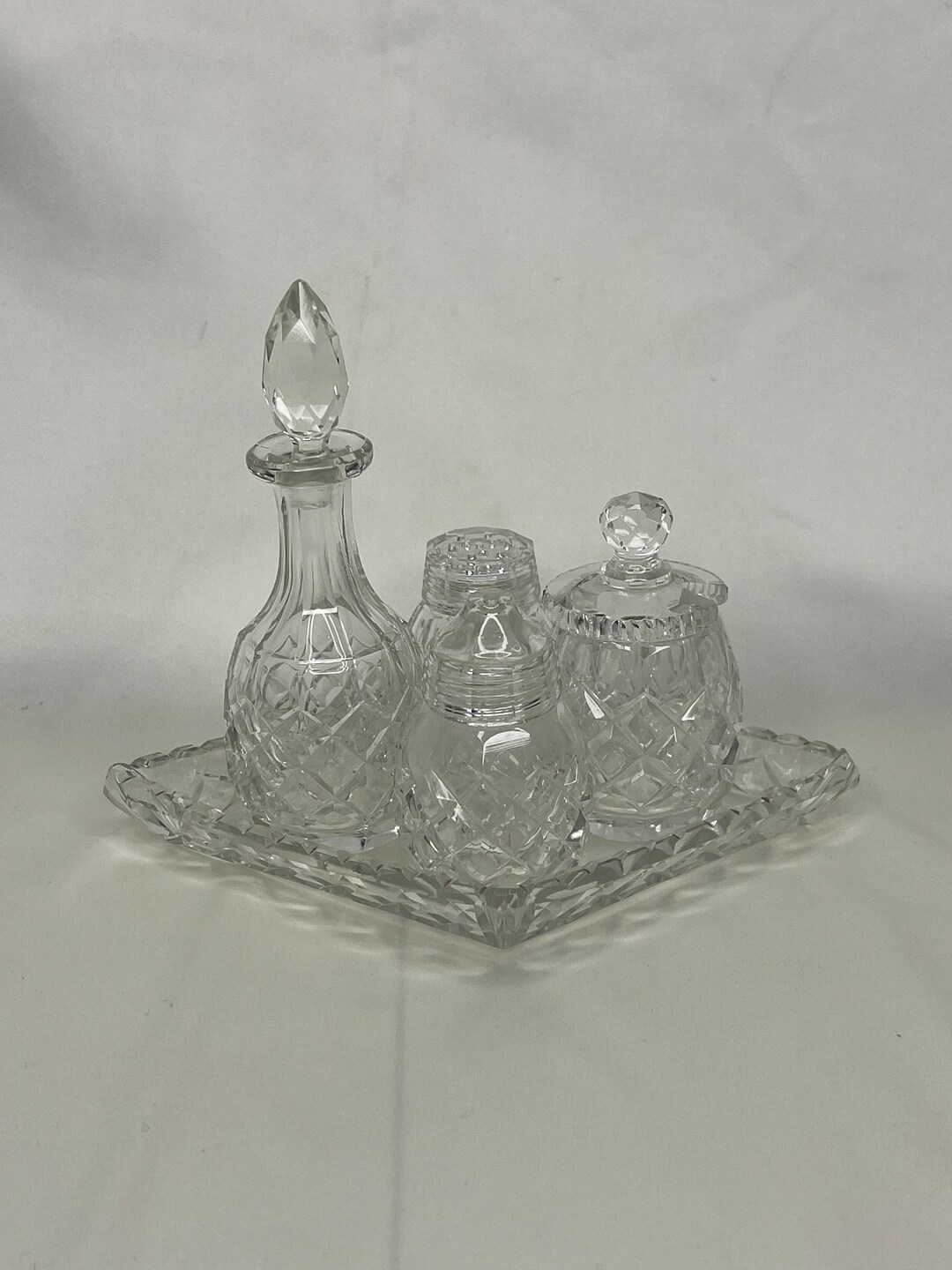 Elegant Miniature Cut Crystal Glass 5 Piece Condiment Set - Etsy