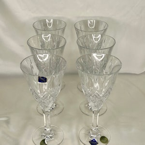 Beautiful Heavy Bohemian Crystal Wine/champagne Glasses. Set of 6. Full Lead Crystal Over 24% ...