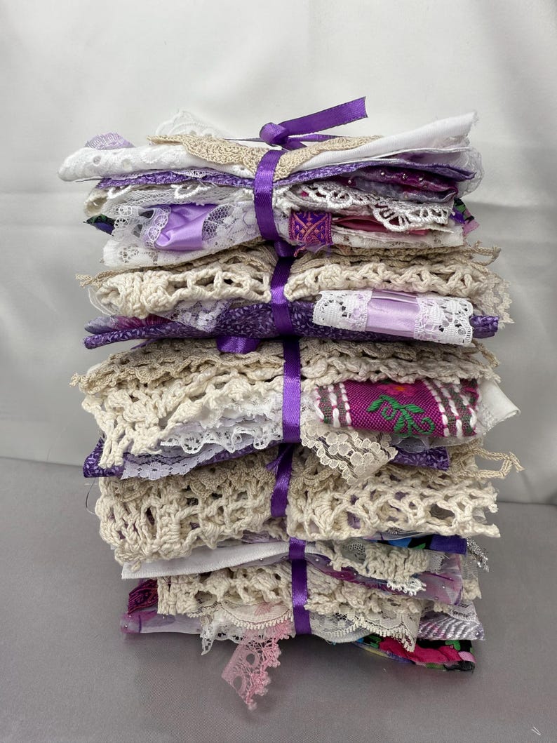 30 Pieces of Vintage Lace Scrap Pack, for Slow Stitching, Journals ...