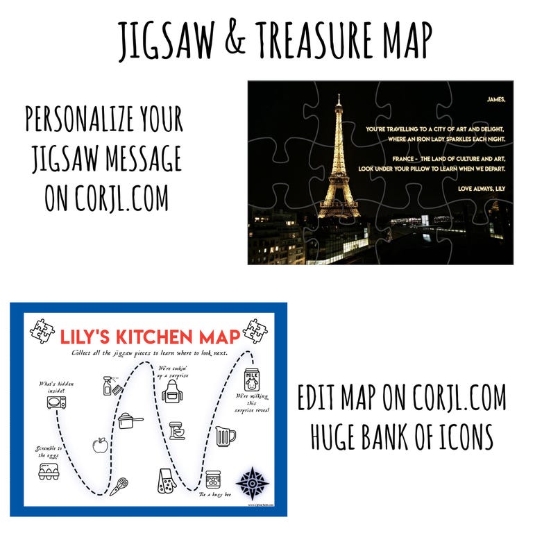 Surprise France Vacation Reveal Scavenger Hunt Clues, Jigsaw and ...