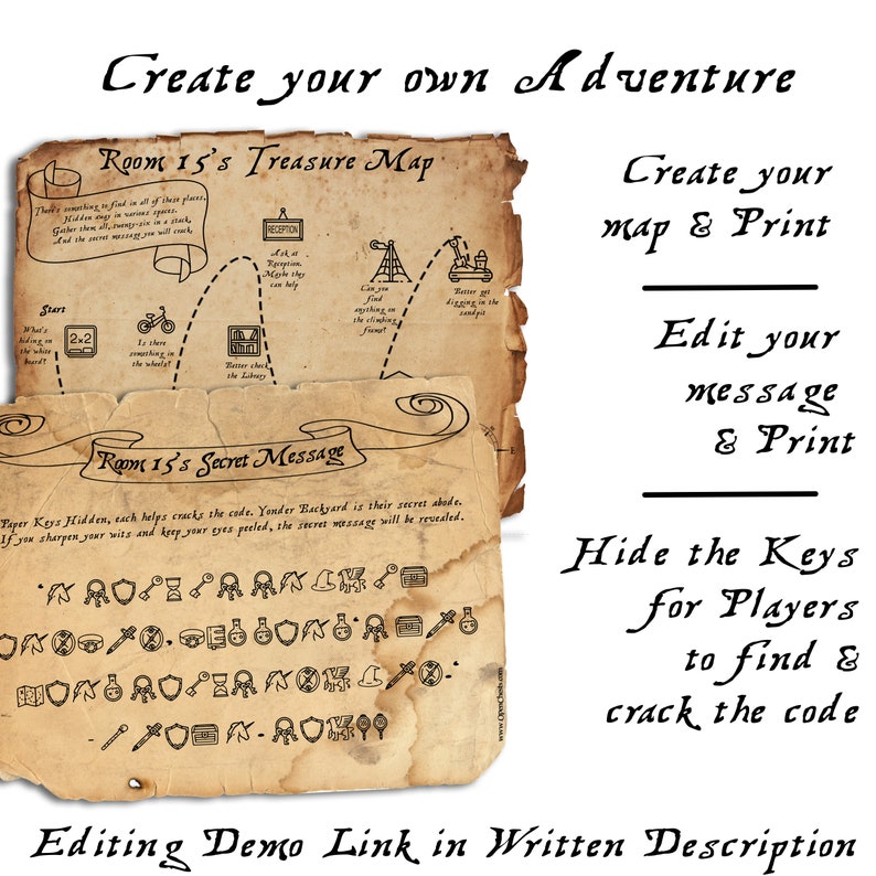 Outdoor Scavenger Hunt Game | Editable Treasure Map & Secret Code ...