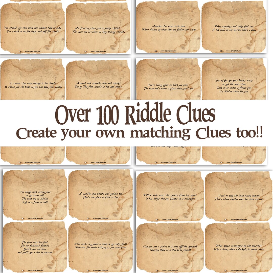 Ultimate Riddle Treasure Hunt Kit Scavenger Hunt Clues Party Game Home ...