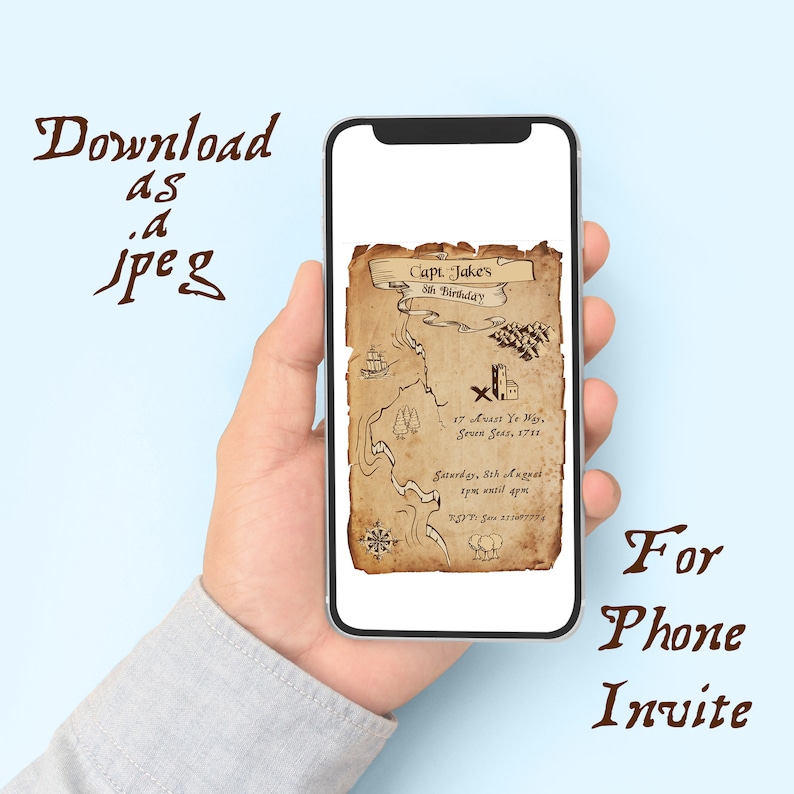 Treasure Map Invitations Phone and Paper Pirate Party Invite Templates ...