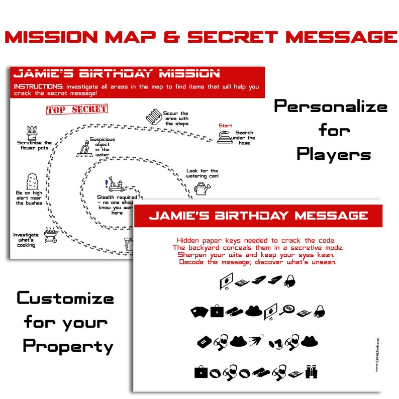 Spy Party Game Mission Map & Secret Code Message - Customizable - Etsy UK