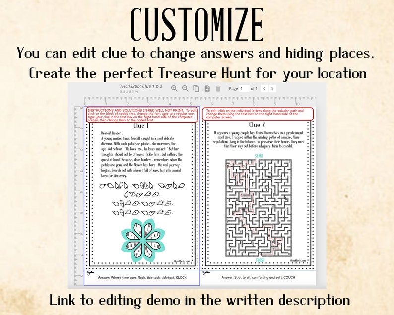 Victorian Themed Treasure Hunt Clues Adult Puzzles and Ciphers Editable ...