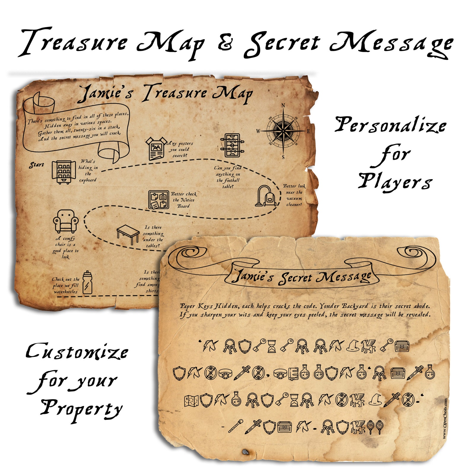 Outdoor Scavenger Hunt Game | Editable Treasure Map & Secret Code ...