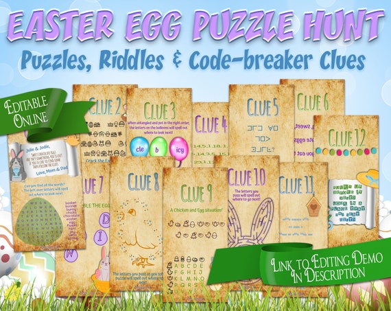 Easter Egg Treasure Hunt Clues | Outdoor Scavenger Hunt | Puzzle game ...
