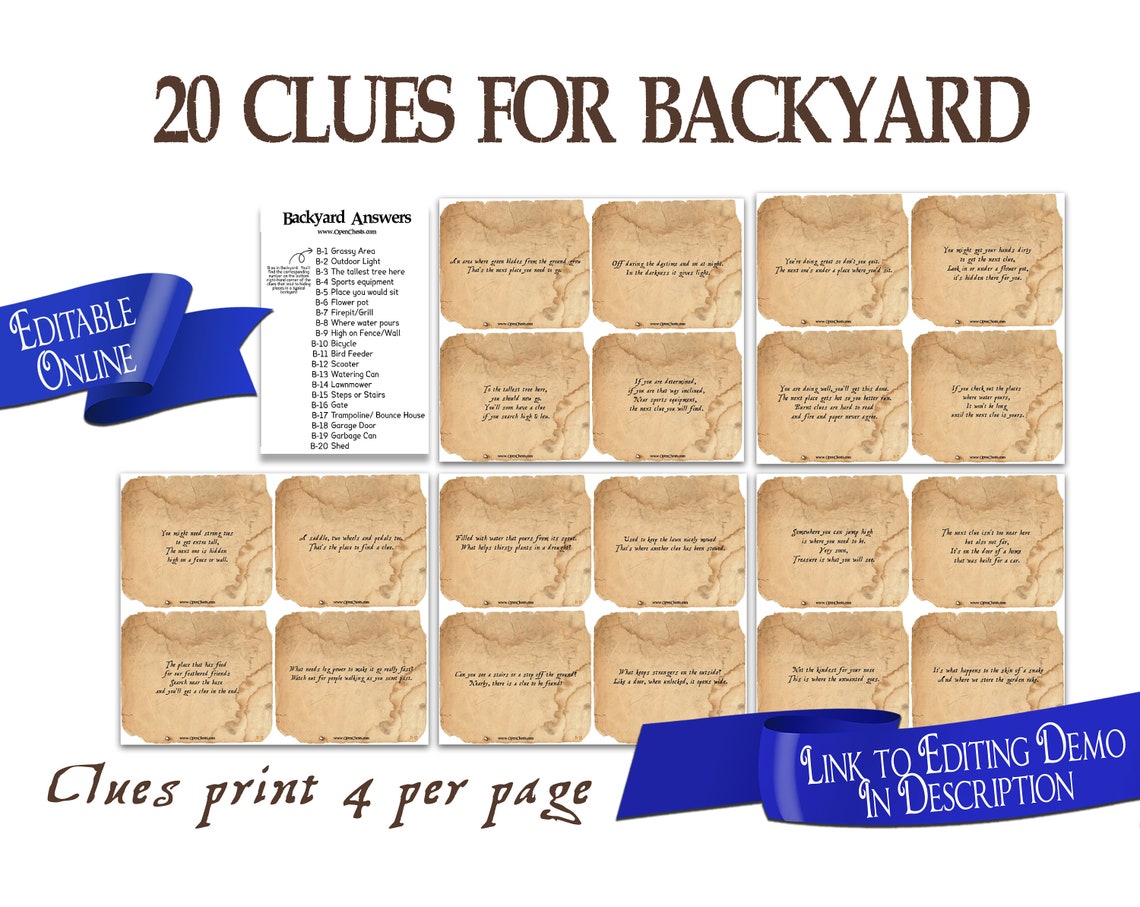 Ultimate Riddle Treasure Hunt Kit Scavenger Hunt Clues Party - Etsy