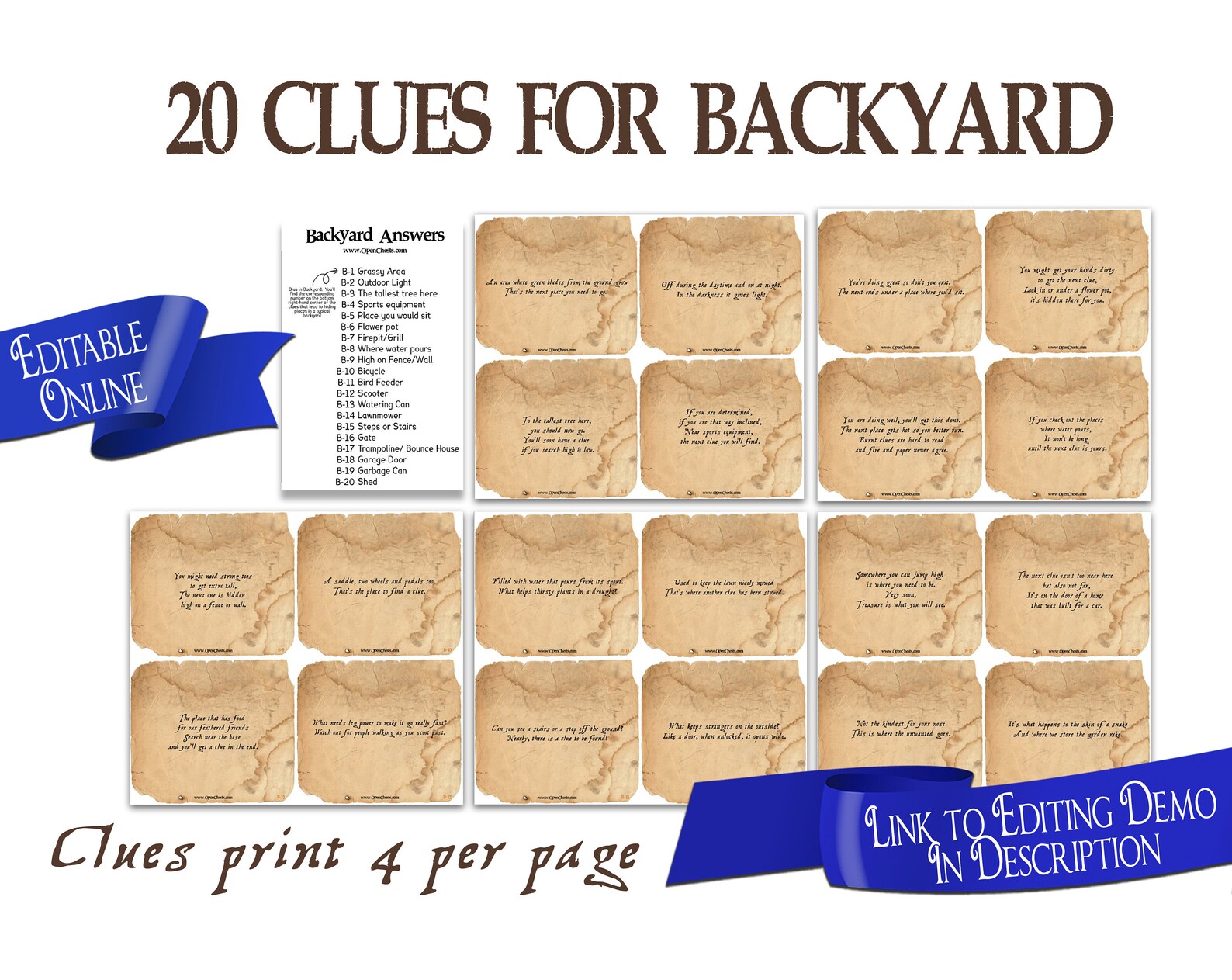 Ultimate Riddle Treasure Hunt Kit Scavenger Hunt Clues Party - Etsy