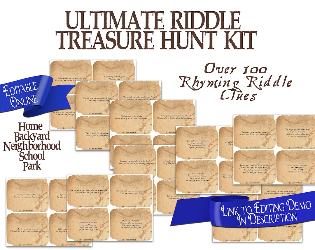 Ultimate Riddle Treasure Hunt Kit Scavenger Hunt Clues Party - Etsy