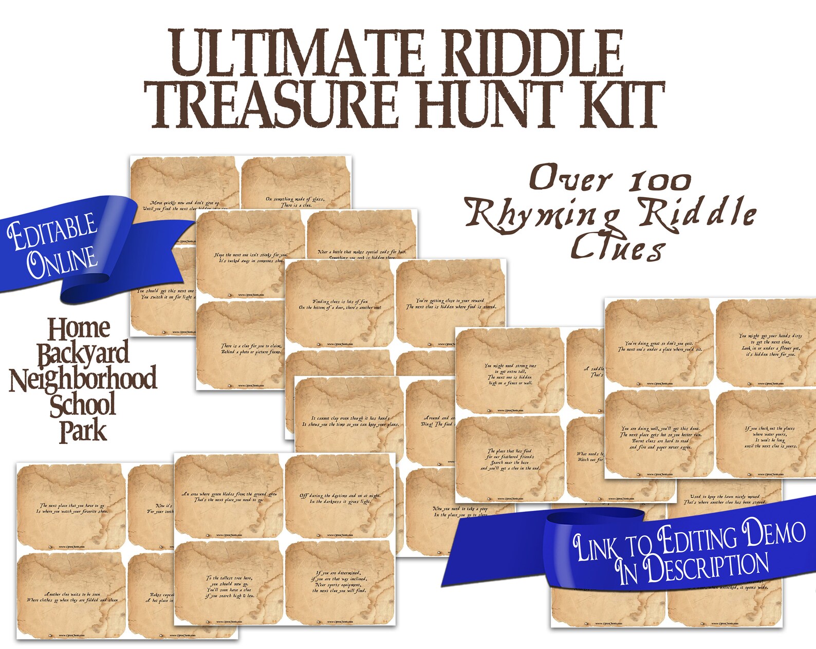Ultimate Riddle Treasure Hunt Kit Scavenger Hunt Clues Party - Etsy