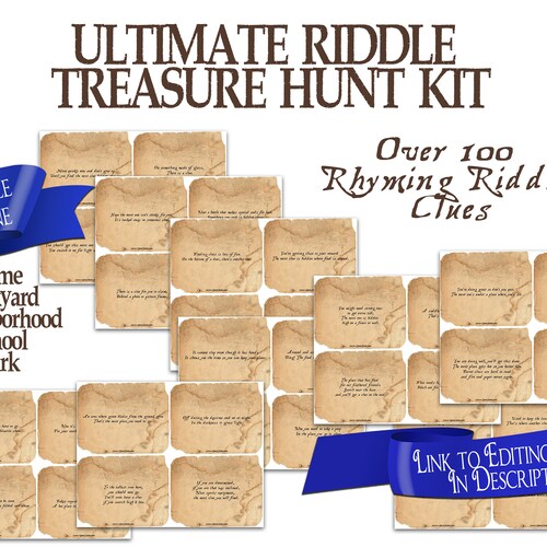 Ultimate Riddle Treasure Hunt Kit Scavenger Hunt Clues Party - Etsy