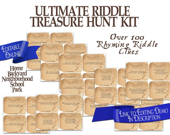 Ultimate Riddle Treasure Hunt Kit Scavenger Hunt Clues Party - Etsy