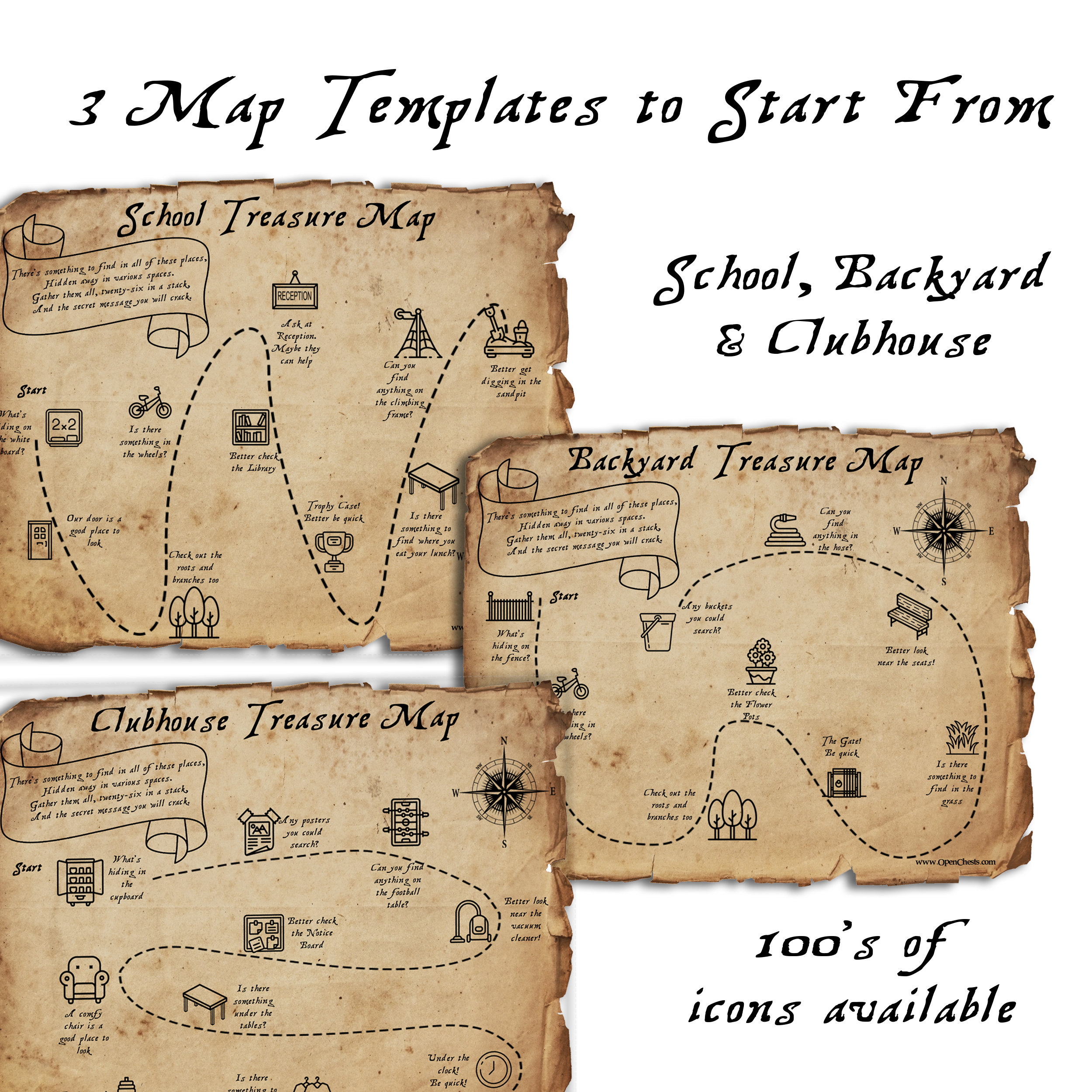 Editable Treasure Map & Secret Code Message Templates - Etsy
