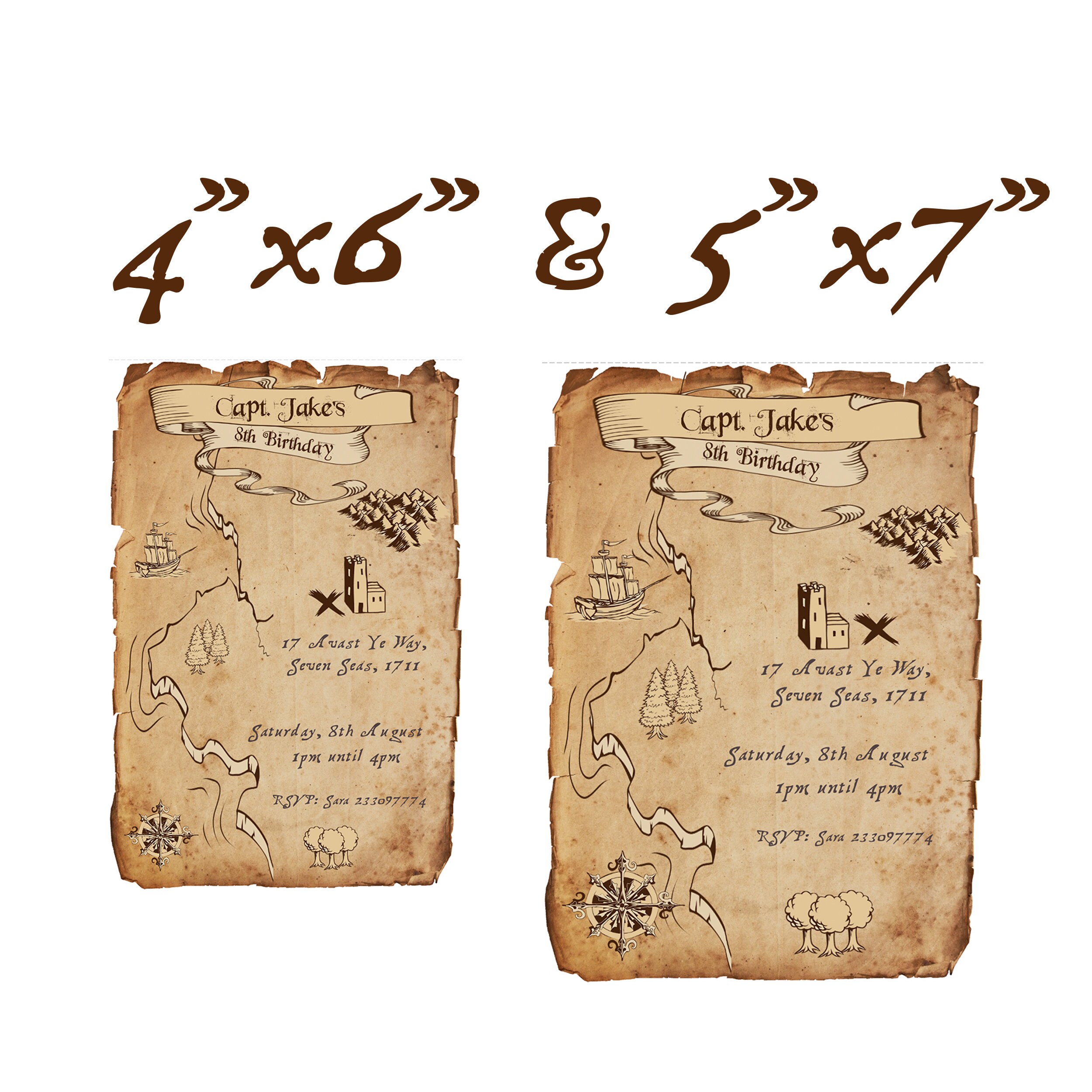 Treasure Map Invitations Phone and Paper Pirate Party Invite Templates ...