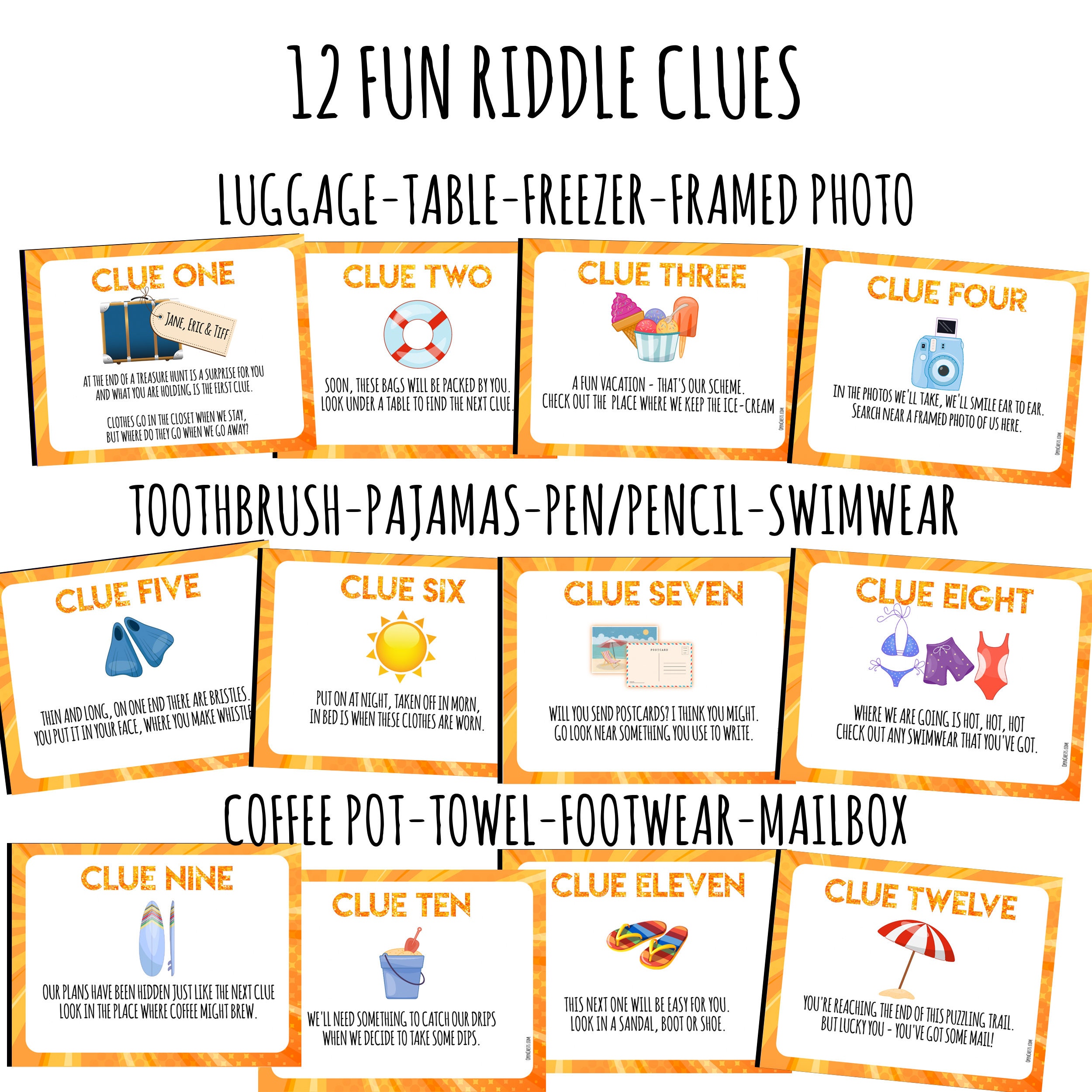 Vacation Scavenger Hunt With Riddle Clues and Boarding Passes - Great ...